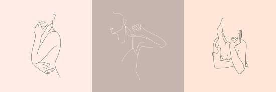 Set Of Abstract Minimalistic Female Figure In Underwear Vector