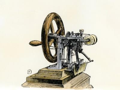 Sewing Machine by Elias Howe, 1846. 19Th Century Colour Engraving ...