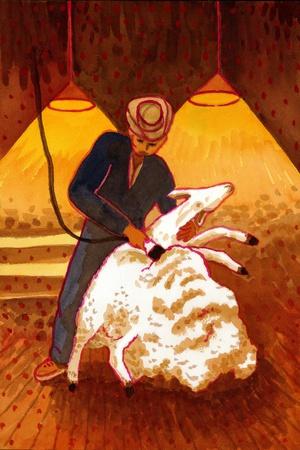 'Sheep Shearing' Giclee Print - John Newcomb | AllPosters.com
