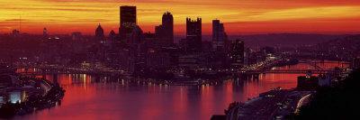 'Silhouette of Buildings at Dawn, Three Rivers Stadium, Pittsburgh ...