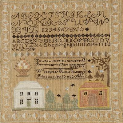 'Silk-On-Linen Needlework Sample, Dated 1822' Giclee Print | AllPosters.com