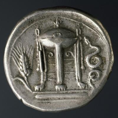'Silver Coin Depicting Delphic Tripod, Minted in Crotone, Recto ...