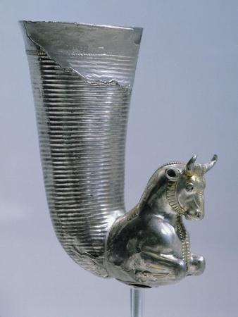 'Silver Rhyton with a Protome in the Shape of a Bull and the Main Body ...