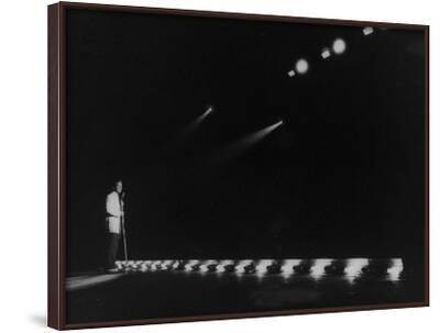 'Singer Pat Boone Singing into Mike in Front of the Footlights on Stage ...