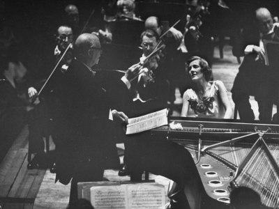 'Sir Thomas Beecham Conducting Orchestra as Lady Beecham Plays Piano ...
