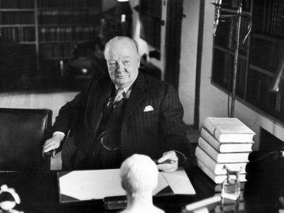'Sir Winston Churchill, Sitting Behind Desk at Chartwell' Photographic ...