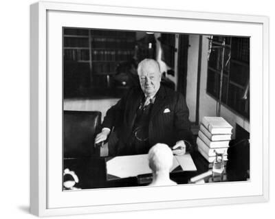 'Sir Winston Churchill, Sitting Behind Desk at Chartwell' Photographic ...