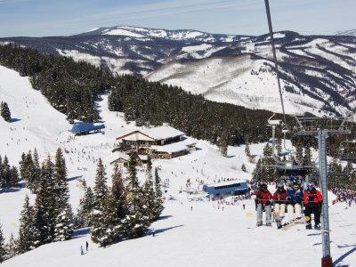 'Skiers Being Carried on a Chair Lift to the Back Bowls of Vail Ski ...