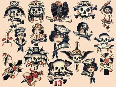 Traditional Tattoo Skull Flash