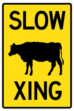 'Slow Cow Crossing Sign Poster' Poster | AllPosters.com
