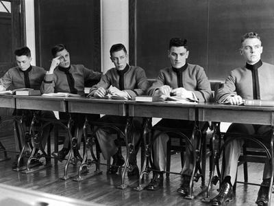 'Small Class of West Point Cadets Listening to a Lecture in Classroom ...