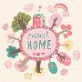'Sweet Home. Concept Card with Trees, Earth, Houses and Clouds. Bright ...