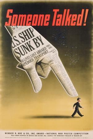 Someone Talked! U.S. Ship Sunk By.., American Poster Designed by ...