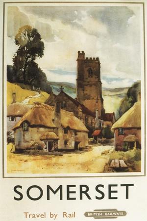 'Somerset, England - Historic Village Scene British Railway Poster ...