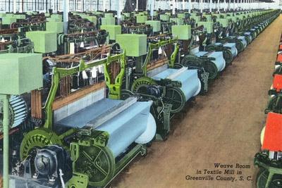 'South Carolina - Greenville County Textile Mill Weave Room' Posters ...