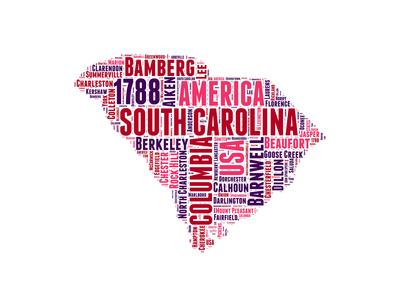 'South Carolina Word Cloud Map' Prints - NaxArt | AllPosters.com