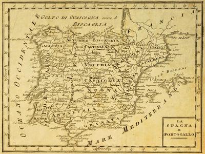'Spain And Portugal Old Map, Published In Venice, Italy, 1810' Print ...
