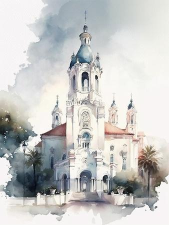 'Spanish Catholic Church Watercolor II' Posters - Lana Kristiansen ...