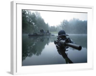 'Special Operations Forces Combat Diver Transits the Water Armed with ...