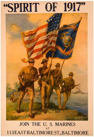 'Spirit of 1917 Join US Marines War Vintage Ad Poster Print' Prints ...