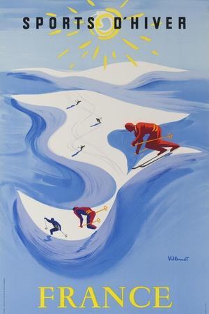 'Sports D'Hiver, France, French Travel Poster Winter Sports' Giclee ...