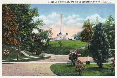 'Springfield, Illinois, View of Lincoln Monument in the Oak Ridge ...