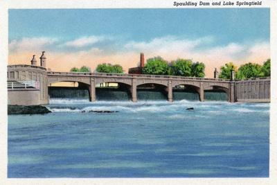 'Springfield, Illinois, View of the Spaulding Dam and Lake Springfield ...