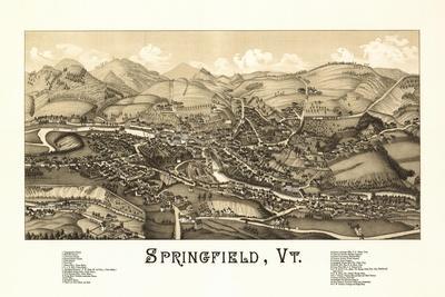 'Springfield, Vermont - Panoramic Map' Posters - Lantern Press ...