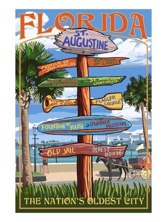 'St. Augustine, Florida - Sign Destinations' Prints - Lantern Press ...