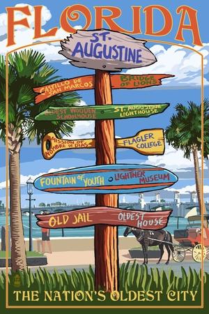 'St. Augustine, Florida - Sign Destinations' Print - Lantern Press ...