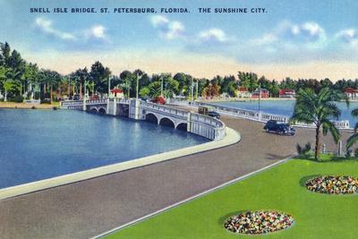 'St. Petersburg, Florida - Snell Isle Bridge View' Print - Lantern ...