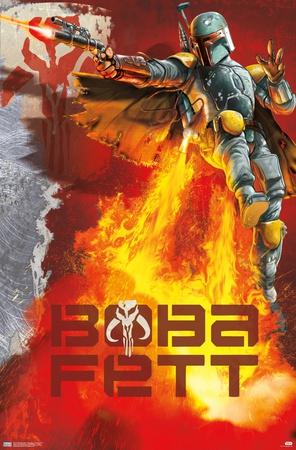 'Star Wars: Saga - Boba Fett - Jet Pack Flames' Print - Trends ...
