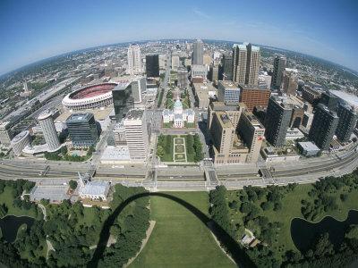 'State Capitol and Downtown Seen from Gateway Arch, Which Casts a ...