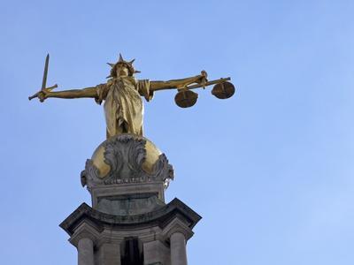 'Statue of Lady Justice with Sword, Scales and Blindfold, Central ...