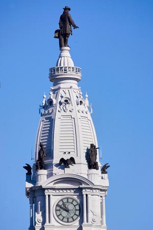 'Statue of William Penn high atop City Hall in downtown Philadelphia ...