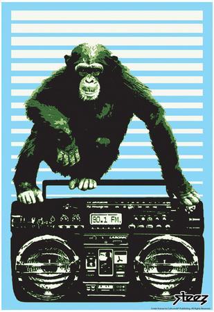 'Steez Monkey Boom Box Art Poster Print' Prints | AllPosters.com