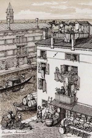 'Venetian Serenade, 1987 (Ink and Watercolour)' Giclee Print - Stephen ...