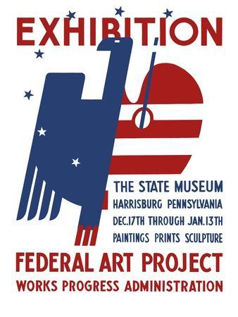 'Vintage Wpa Poster Features a Red, White, and Blue Eagle' Print ...