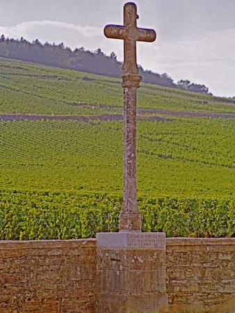'Stone Cross Marking the Grand Cru Vineyards, Romanee Conti and ...