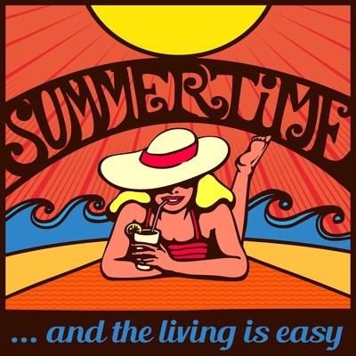 'Summertime! Blond Relaxed Girl Sunbathing on a Beach with Waves and ...