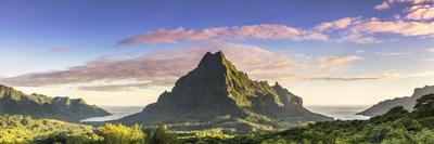 'Sunrise over Mt Rotui, Opunohu Bay and Cook's Bay, Moorea, French ...