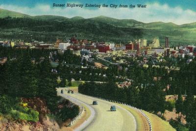 'Sunset Highway entering Spokane from the West - Spokane, WA' Poster ...