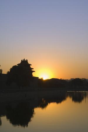 'Sunset on a Watch Tower on the Wall of the Forbidden City Palace ...