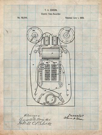 'T. A. Edison Vote Recorder Patent' Prints - Cole Borders | AllPosters.com