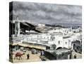 Tangier, Morocco: View of the Detroit of Gibraltar. Colourful Engraving ...
