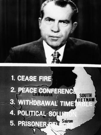 'Television Screen from President Richard Nixon's 14-Minute Address of ...