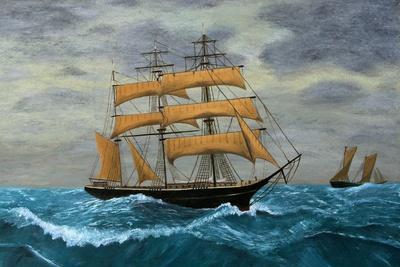 Original Artwork, Clipper Ships at Sea, Oil Painting on Board Prints ...