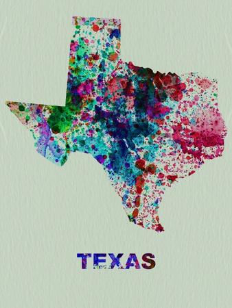 'Texas Color Splatter Map' Prints - NaxArt | AllPosters.com