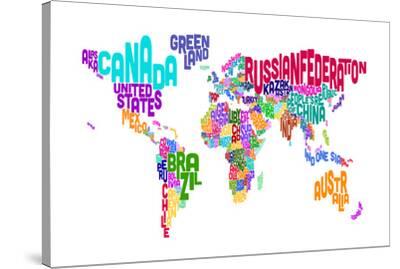 'Text Map of the World' Stretched Canvas Print - Michael Tompsett ...