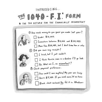'(The 1040-F.I.* Form ) - New Yorker Cartoon' Premium Giclee Print ...
